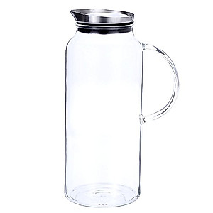 68 Ounces Glass Pitcher with Lid, Hot/Cold Water Carafe, Juice Jar and Iced Tea Pitcher