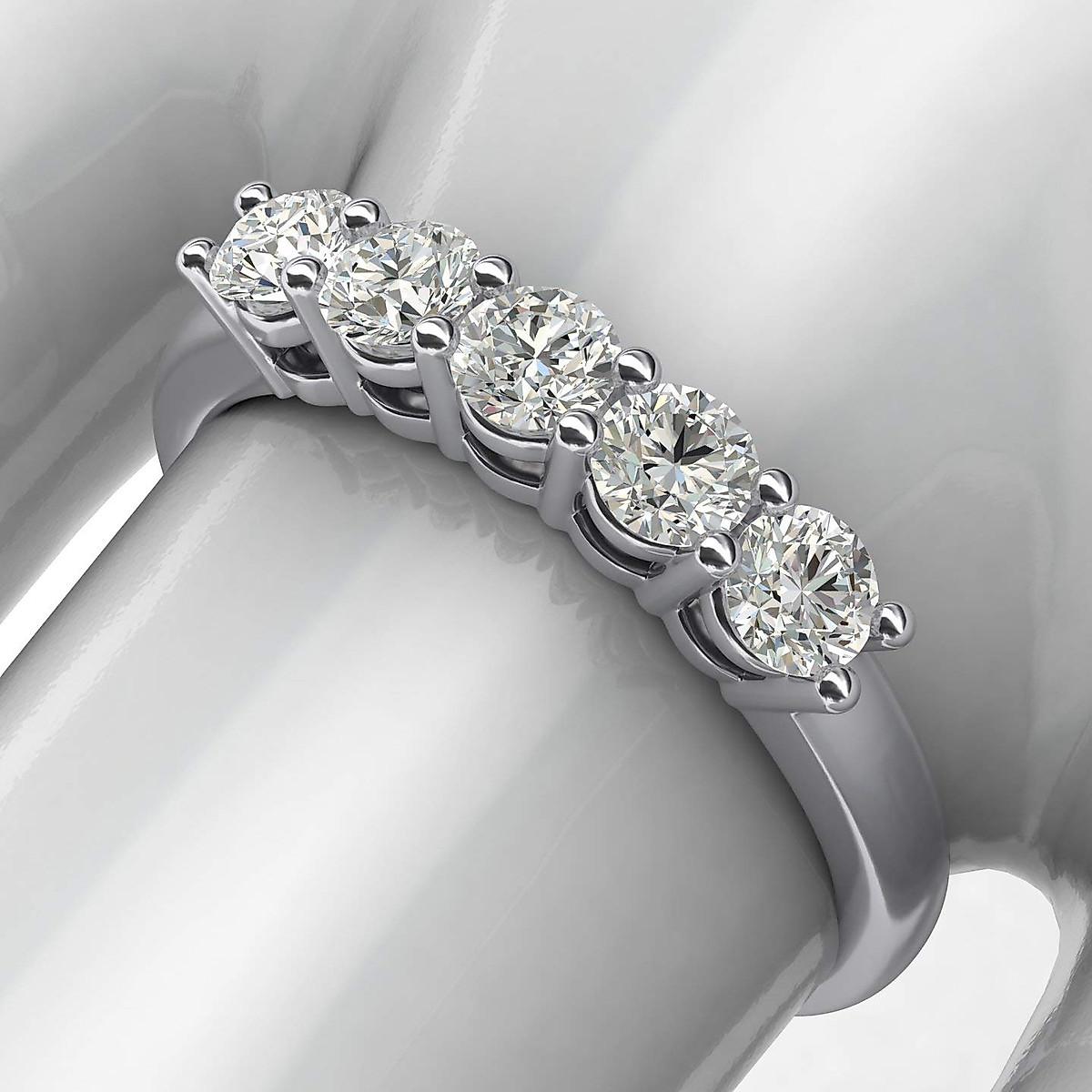 14k White Gold Eternal Five Stones Anniversary Ring Simulated Brilliant Diamonds Eternity ring 1.25ctw for Women (7)
