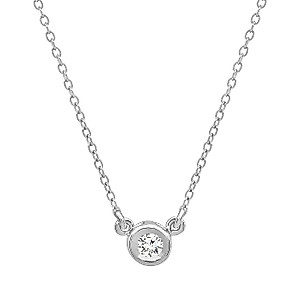 Dazzlingrock Collection 0.05 Carat (ctw) 10K Round Diamond Ladies Solitaire Pendant 1/20 CT, White Gold