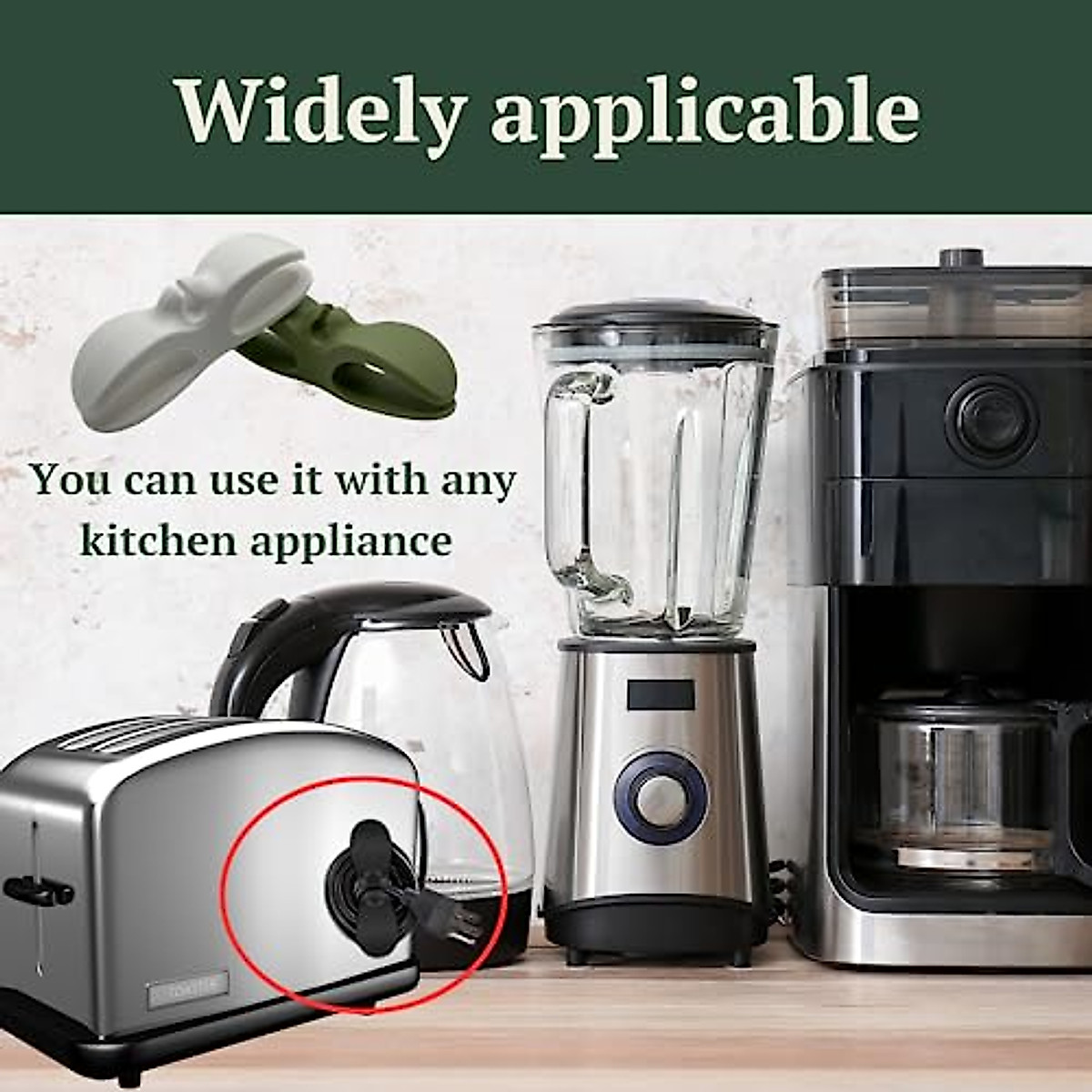 MG ONE 6-Pack Cord Organizer for Kitchen Appliances - Cord Holder Stick On with Strong 3M Adhesive - Cable Organizer for Appliances: Mixer, Blender, Coffee Maker, Pressure Cooker, Air Fryer