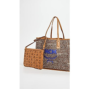 MCM Women's Liz Reversible Shopper Bag, Cognac, Brown, Graphic, Tan, One Size