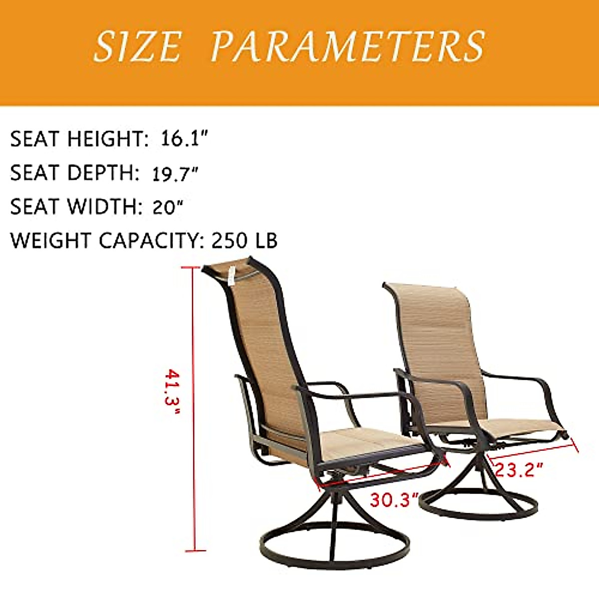 LOKATSE HOME 5 Pieces Patio Dining Set Metal Furniture Outside Swivel Chairs and Square Table, Beige