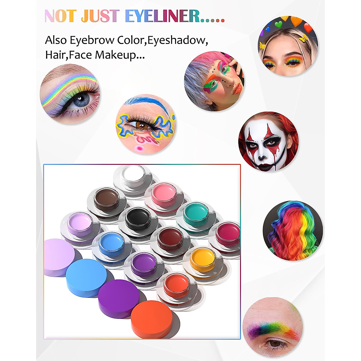 LYSdefeu Waterproof Orange Matte Gel Eyeliner & Eyebrow Pen, 12 Color Options, Creamy Texture, Long Lasting, Safe Ingredients