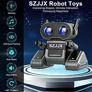 Robot Toys for Kids 3-5 5-7,Rechargeable Remote Control Robot Toy,Interactive Toy Robot for Kids with LED Eyes & Music & Dance,Intelligent Robots Toys Gifts for 3 4 5 6 7 8 Year Old Boys Girls (Grey)
