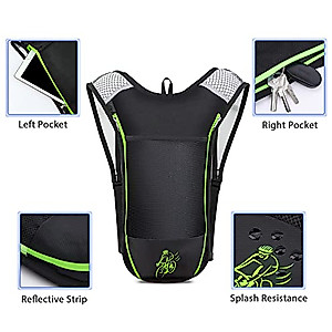 Light Hydration Backpack with 2L Water baldder Lightweight Hydration Packs Rucksack Water Backpack for Running Hiking Camping Skiing Cycling Daypack (Green)