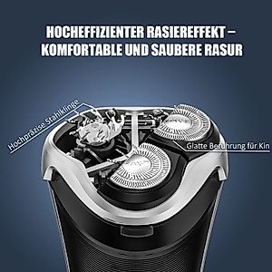 Electric Shaver for Men, MAX-T Quick Rechargeable Electric Razor Wet Dry Rotary Shaver with Pop Up Trimmer and LED Display, IPX7 100% Waterproof （8101 with Adapter Charger）