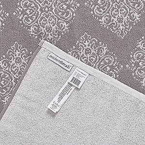 Amrapur Overseas | Artesia Damask 6 Piece Reversible Yarn Dyed Jacquard Towel Set (Grey)