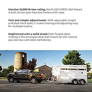 Fastway Flash Solid Steel 49-00-5900 Adjustable Steel Ball Mount with 10 Inch Drop, 2 Inch Shank, and Chrome Plated Balls