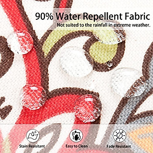 Magpie Fabrics Patio Bench Cushion 45"x18", Indoor/Outdoor Non-Slip Water Resistant Long Seat Pads, Tufted Loveseat Cushion for Swing, Settee, Window, Garden, Wicker, Front Porch (Botanical Red)