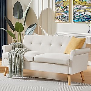 Anranni Loveseat Sofa 64" W Small Sofa Couch, Mid Century Modern Love Seat Couches, 2/3 Seater Mini Sofa for Small Spaces, Comfy Deep Seat Sofa Cama for Living Room, Office, Bedroom
