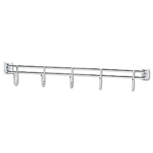 Alera Hook Bars For Wire Shelving, 5 Hooks, 24" Deep, Silver, 2 Bars/Pack