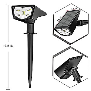NBTORCH LED Solar Spot Lights Outdoor, IPX7 Waterproof Solar Landscape Lights, Garden Lights, Solar Powered Outdoor Lights for Yard Walkway Driveway Porch (2 Pack, Cold White)