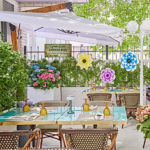 TIANCENTRAL H Rustic Metal Flower Farmhouse Home Decor Durable Wall Art Hanging Flowers for Living room Bedroom Bathroom Decor Indoor Outdoor Garden Decor Flowers Green/Rust Red/Blue Pack 3 by 12.5"