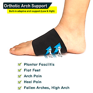Plantar Fasciitis Pain Arch Support Sleeves Brace【Updated Version】 Adjustable Compression Arch Inserts, Orthotic Inserts Support for Flat Feet, Fallen Arches, High Arch, Heel Pain, Women and Men (Arch Support Pads, M 8.5-12 / W 10-13)