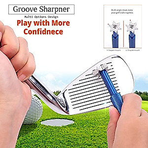SportsGenics Golf Brush (Pack of 2) with a Golf Club Groove Sharpener - Double Sided Golf Club Cleaner - 6 Head Golf Groove Sharpener for Sharpening - Golf Club Cleaning kit - Golf Accessories