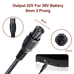 TEARRICO 42V Charger 3 Prong Fast 2A Smart Replacement for 36V Pocket Mod, Sports Mod for Electric Scooter Lithium Battery