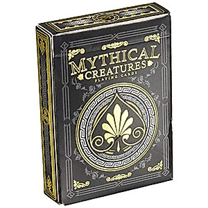 Mythical Creatures Playing Cards - Black, Silver & Gold Edition | Waterproof PVC | Greek, Norse, Egyptian, East Asian Designs | Custom Hand-Drawn Art