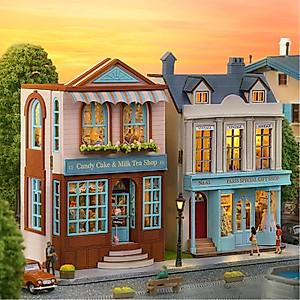 Flever Dollhouse Miniature DIY House Kit Creative Room with Furniture for Romantic Valentine's Gift (Manxing Dessert Shop)