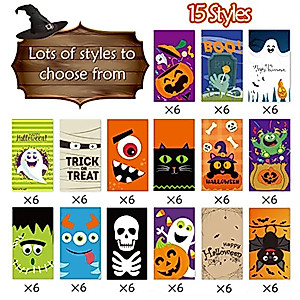 90PCS Halloween Treat Bags Party Favors - Trick or Treat Candy Goodie Gift Bag Stuffer Filler Paper Supplies Decorations with 90 Stickers