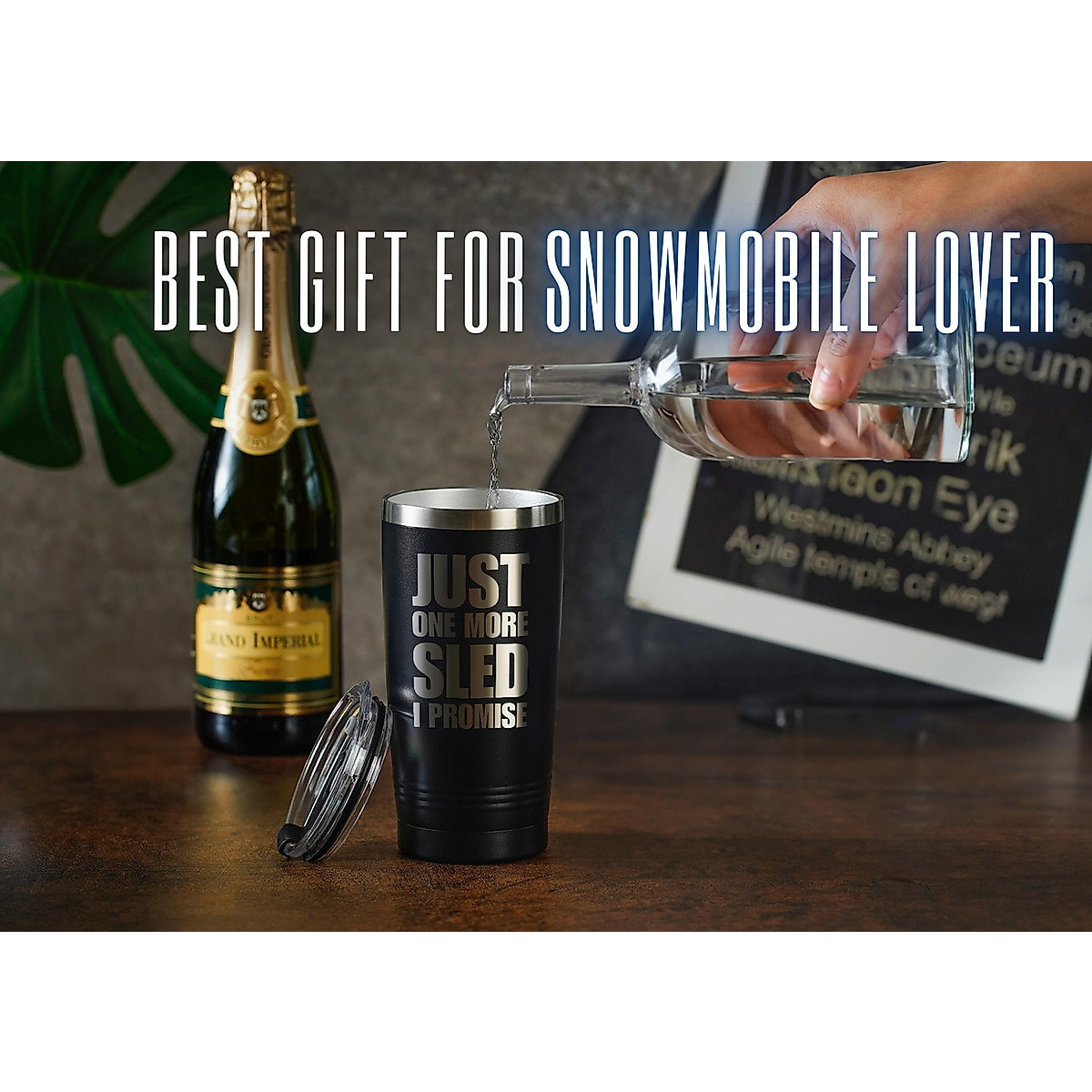 Onebttl Snowmobile Gifts For Men, Gifts for Sled Moto Snowmobiling Lover, 20 oz/590 ml Stainless Steel Insulated Tumbler with Straw, Lid, Just One More Sled I Promise