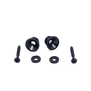 Metallor Guitar Strap Locks and Buttons End Pins with Mounting Screws and Washers for Electric Guitar Bass Acoustic Guitar Ukulele Mandolin. (Black)