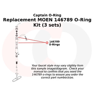 Captain O-Ring – Replacement 146789 O-Rings for Specific Moen Single-Handle Lever Kitchen Faucets (3 Sets, 6 orings)