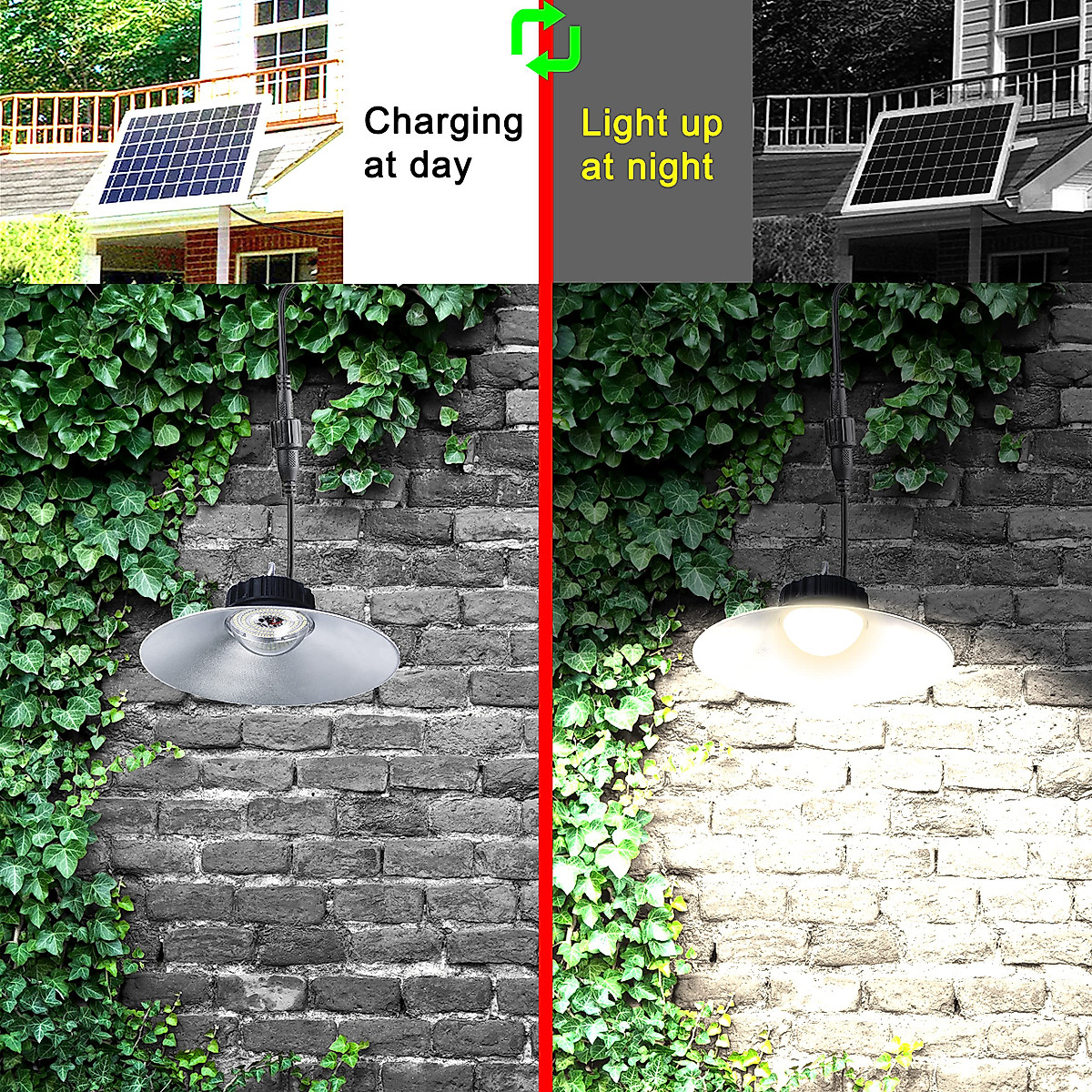 Solar Powered Grow Light Full Spectrum Growing Lamp 139 LEDs for Outdoor Indoor Garden Greenhouse Potted Various All Stage Plants Waterproof Hanging Sunlike Growth Lights, Auto On Off, Remote Control