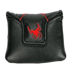 Mykepoda Black with Red Spider Embroidery Golf Club Square Mallet Putter Cover Magnetic Golf Headcover