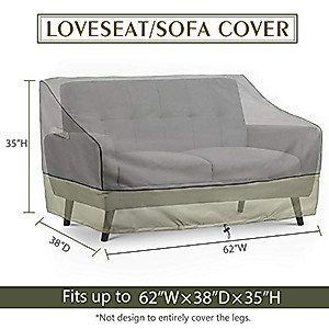 KylinLucky Outdoor Furniture Covers Waterproof, 3-Seater Patio Sofa Cover Fits up to 62 x 38 x 35 inches