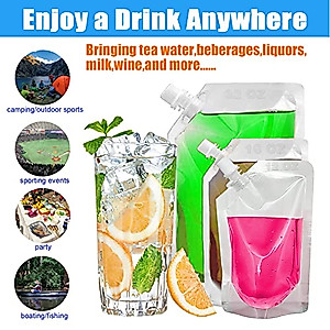 6 Pieces Drinks Flasks Juice Flasks Liquor Pouch Reusable Drinking Flasks Concealable Plastic Flasks for Sneak to go flask, with Funnel (32 OZ)