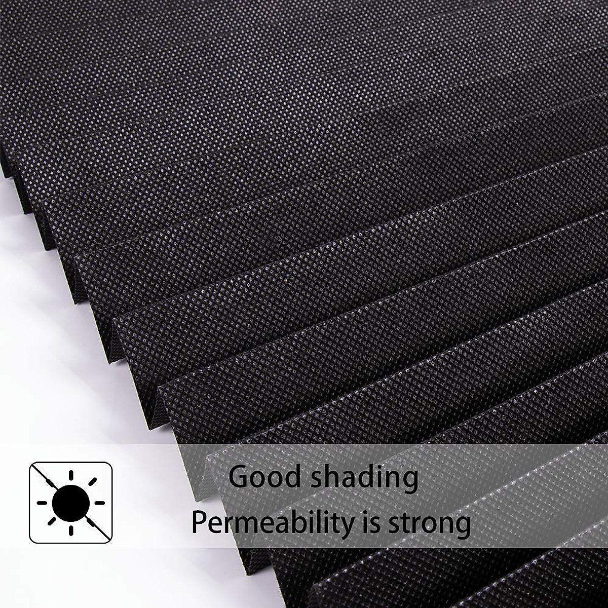 LUCKUP 1 Pack Cordless Blackout Pleated Fabric Shade, Easy to Cut and Install, with 2 Clips (48"x72" - 1 Pack, Black)