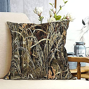 WURTON Camo Yellow & Green Print Throw Pillow Covers, Soft Square Cushion Case,for Sofa, Couch,Bed Chair-18 X 18 Inch