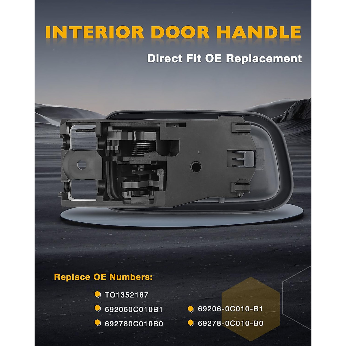 Gledewen Interior Door Handle with Bezel, Compatible with 2000-2006 Toyota Tundra, Gray, Front Inside Left Driver Side | 692060C010B1,TO1352187,69278-0C010-B0 Inner Handle Door Part