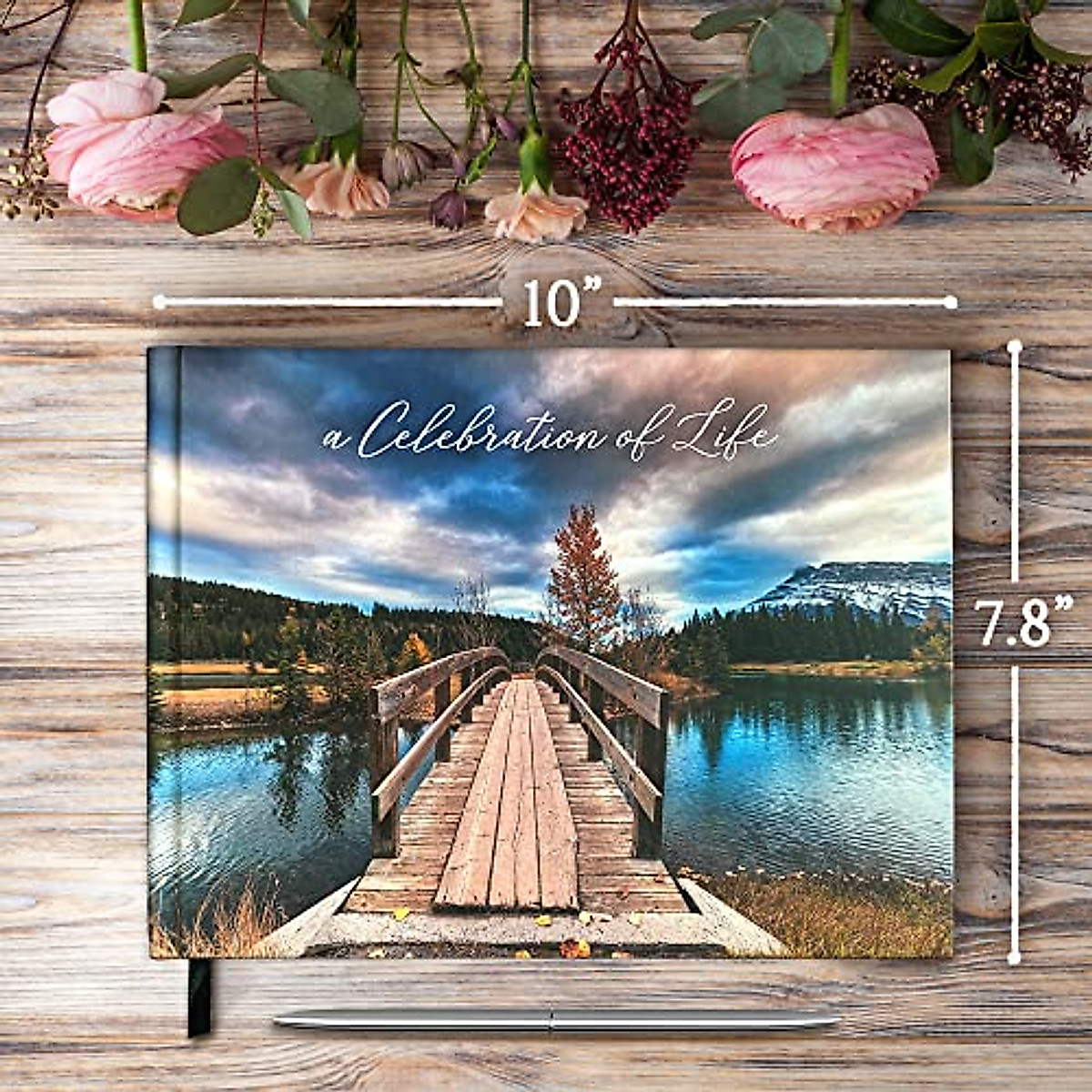 Celebration of Life Funeral Guest Book, Bridge Funeral Guestbook with Pen, Memorial Service Guest Book, Memorial Guest Book, Memorial Book, Funeral Book, Signature Book, Funeral Book Guest