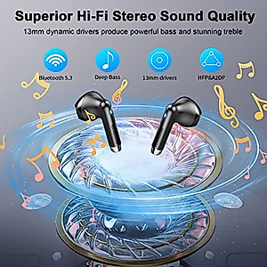 Wireless Earbuds Bluetooth 5.3 Headphones 56H Playtime Bluetooth Earbuds with LED Display Charging Case Deep Bass Noise Cancelling Ear buds With ENC Mic Earphones in Ear IP7 Waterproof for Android iOS