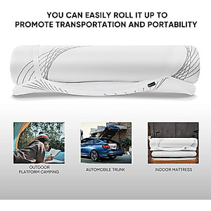 FLEXPEDIC 3D Breathable Mesh Cover and Coconut Shell Carbon Full Memory Foam Firm Mattress Topper 2 Inch, Double-Sided Cooling Pad with Non-Slip Ventilated Cover, Pressure-Free Mattresses Toppers