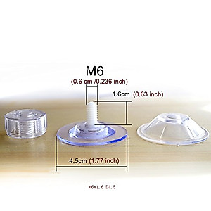 DANXQ Full Transparent Strong Screw Nut Pull Suction Cup Hand Tighten Adjustment Sucker with Press Cap Nut, 6 Piece/Pack (4.5CM-Clear)