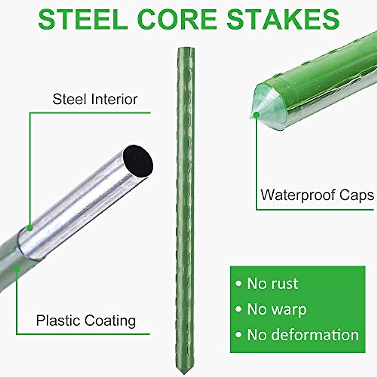 GROWNEER 3 Packs Plant Cages Assembled Tomato Garden Cages Stakes Vegetable Trellis, with 3Pcs 10 Gallon Grow Bags, 9Pcs Clips and 328Ft Twist Tie, for Vertical Climbing Plants