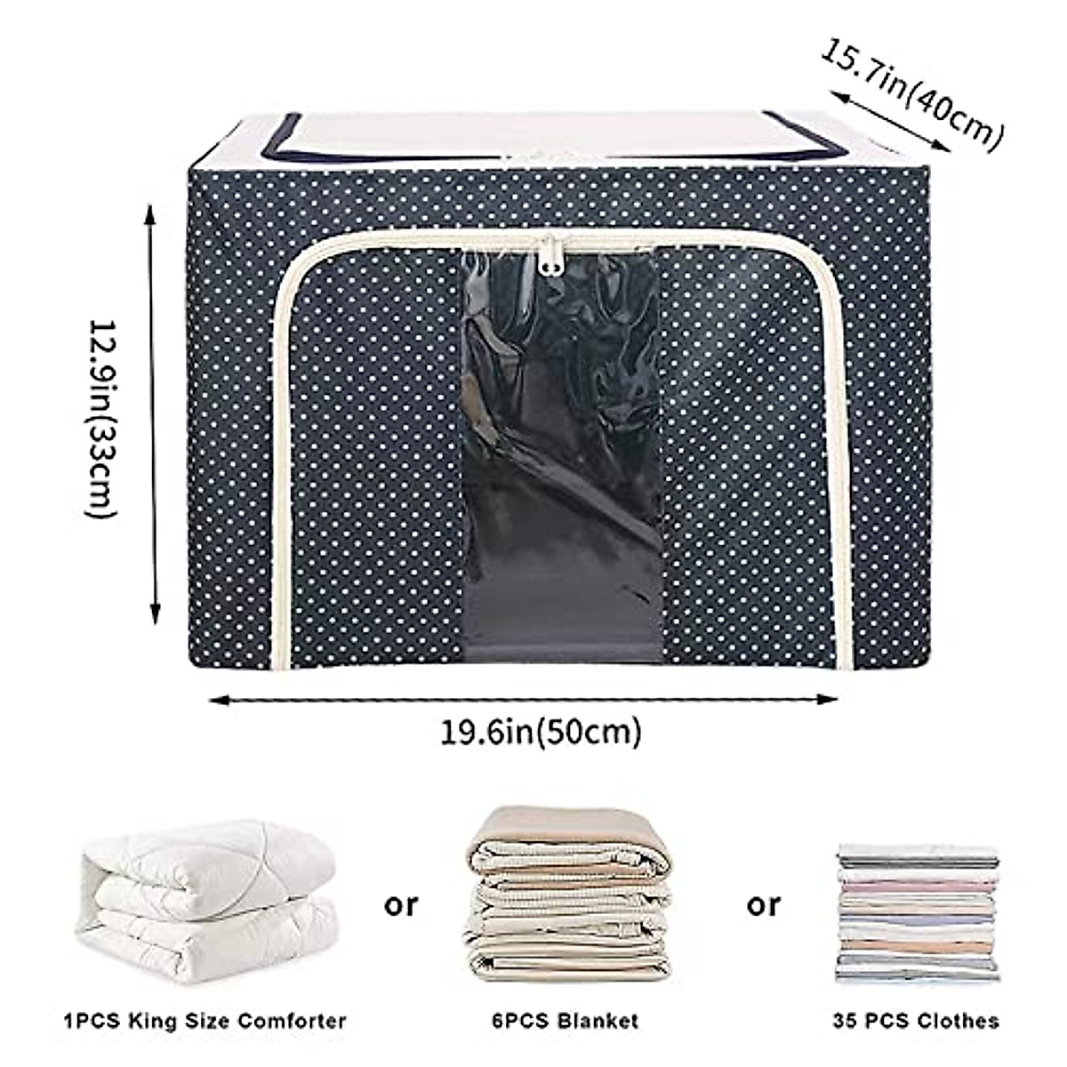 KUMGEBH 72L Large Storage Bags Organizer Container, Clear Window Organizer Box Can Store Clothes Storage Bins