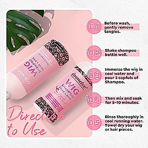 immetee 2 in 1 Shampoo & Conditioner for Wig, Soak & Rinse Wig Shampoo for Human and Synthetic Hair, Prolong Wig life. 300ml/10.1fl oz (For Natural Wigs)