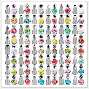 48-Piece Numbered Piping Tips, Cookie Icing Tips, Cookie Decorating Kit, Cake Decorating Tips for Cupcakes Cookies, Cake Supply Master Decorating Tip Set
