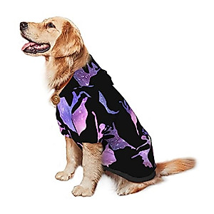 Large Dog Hoodie Ballet-Dance-Galaxy Pet Clothes Sweater with Hat Soft Cat Outfit Coat Large