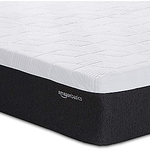 Amazon Basics Cooling Infused Gel Memory Foam Firm Support Latex-Feel Mattress, CertiPUR-US Certified, Queen Size, 12 inch, White/Dark Gray