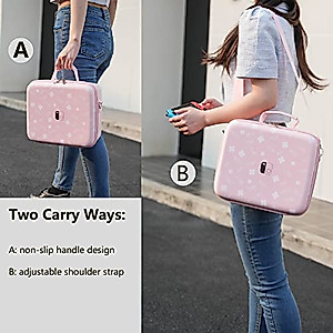 Portable Hard Shell Nintendo Switch Case Compatible with Nintendo Switch/Switch OLED Model, Deluxe Travel Storage Protective Carrying Case Bag for Switch Console Pro Controller Accessories-Pink