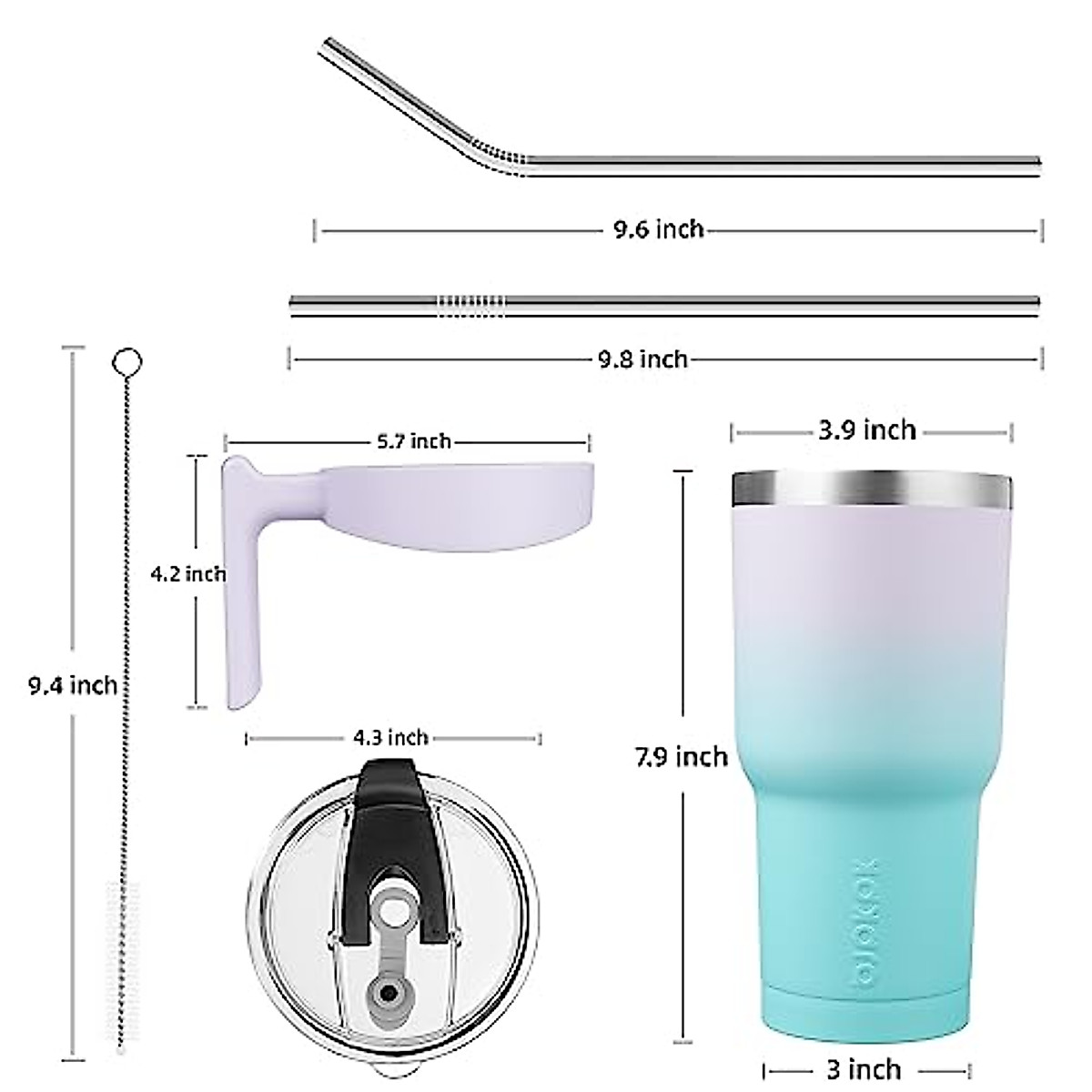 BJPKPK 30 oz Tumbler With Handle Stainless Steel Insulated Tumblers With Lid And Straw For Women,Oasis