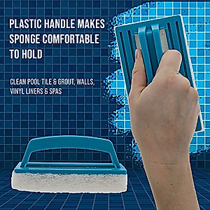 U.S. Pool Supply Hand-Held Pool Scrub Brush, 2 Pack - Scrubbing Scouring Sponge Pad - Clean Pool Tile & Grout, Walls, Vinyl Liners, Spas - Surface Cleaning Scrubber, Kitchen, Bathroom Tub, Shower Tile