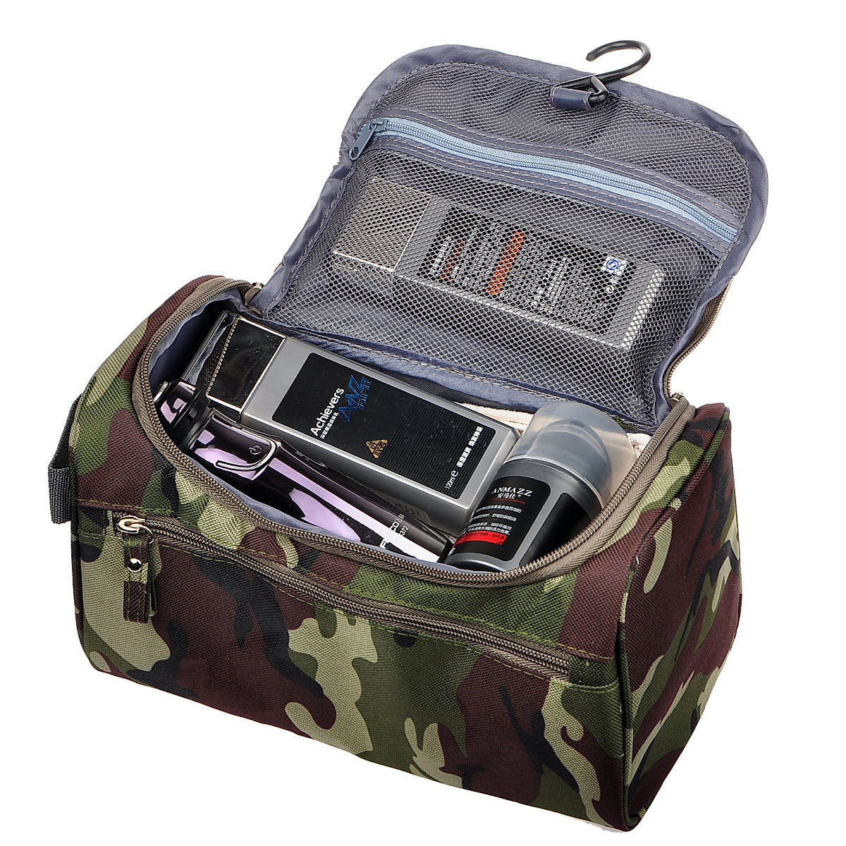 Vercord Mens Toiletry Bag Wash Travel Small Shaving Dop Kit Shower Bathroom Ditty Hygiene Bag Camo Dark Green