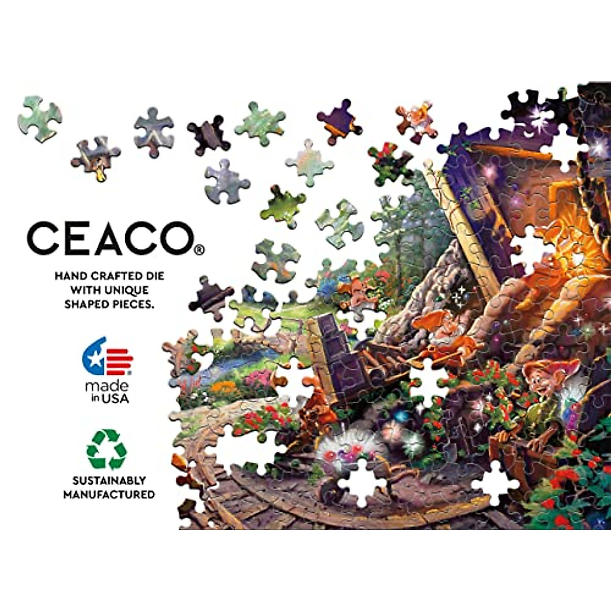 Ceaco - 4 in 1 Multipack - Thomas Kinkade - Disney Dreams Collection - Sleeping Beauty, Mickey & Minnie Mouse, Snow White & Seven Dwarfs, and Cinderella - (4) 500 Pieces Jigsaw Puzzles