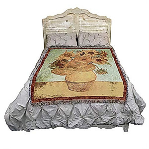 Pure Country Weavers Vase with Twelve Sunflowers Blanket by Vincent Van Gogh - Fine Art Gift Tapestry Throw Woven from Cotton - Made in The USA (72x54)