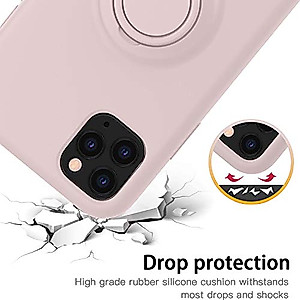 HAVVA Compatible with iPhone 11 Pro Case, [Silicone and Ring Kickstand Series] [Soft Anti-Scratch Microfiber Lining], Full Body Protective Bumper Case for iPhone 11 Pro-Sand Pink